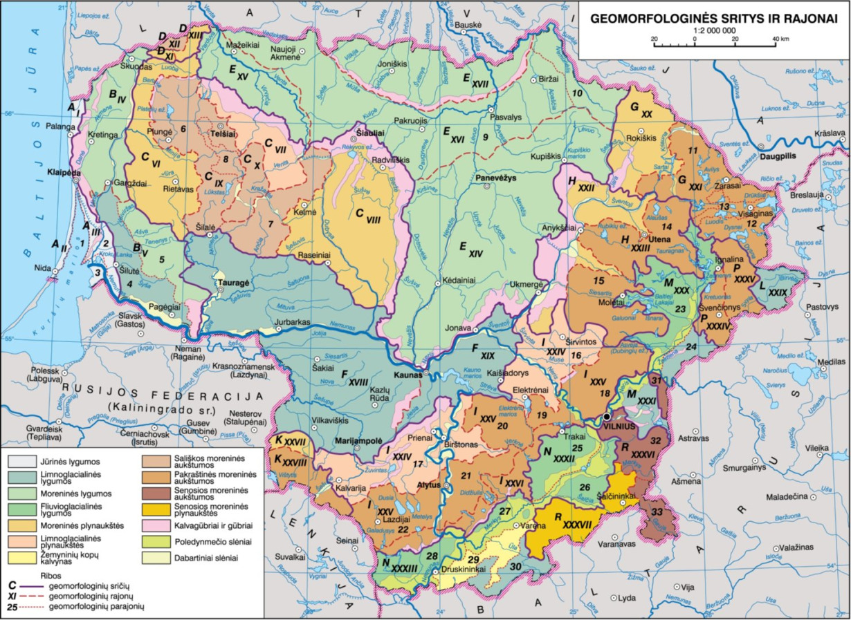 Lietuvos geomorfologinės sritys ir rajonai - Visuotinė lietuvių ...