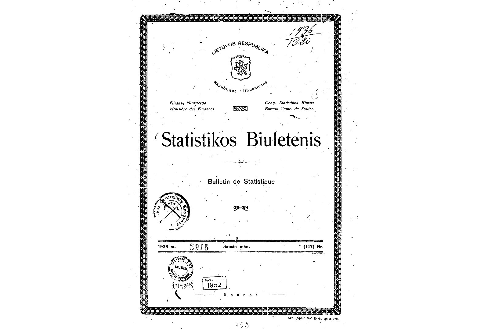 „Statistikos biuletenis“ - Visuotinė lietuvių enciklopedija